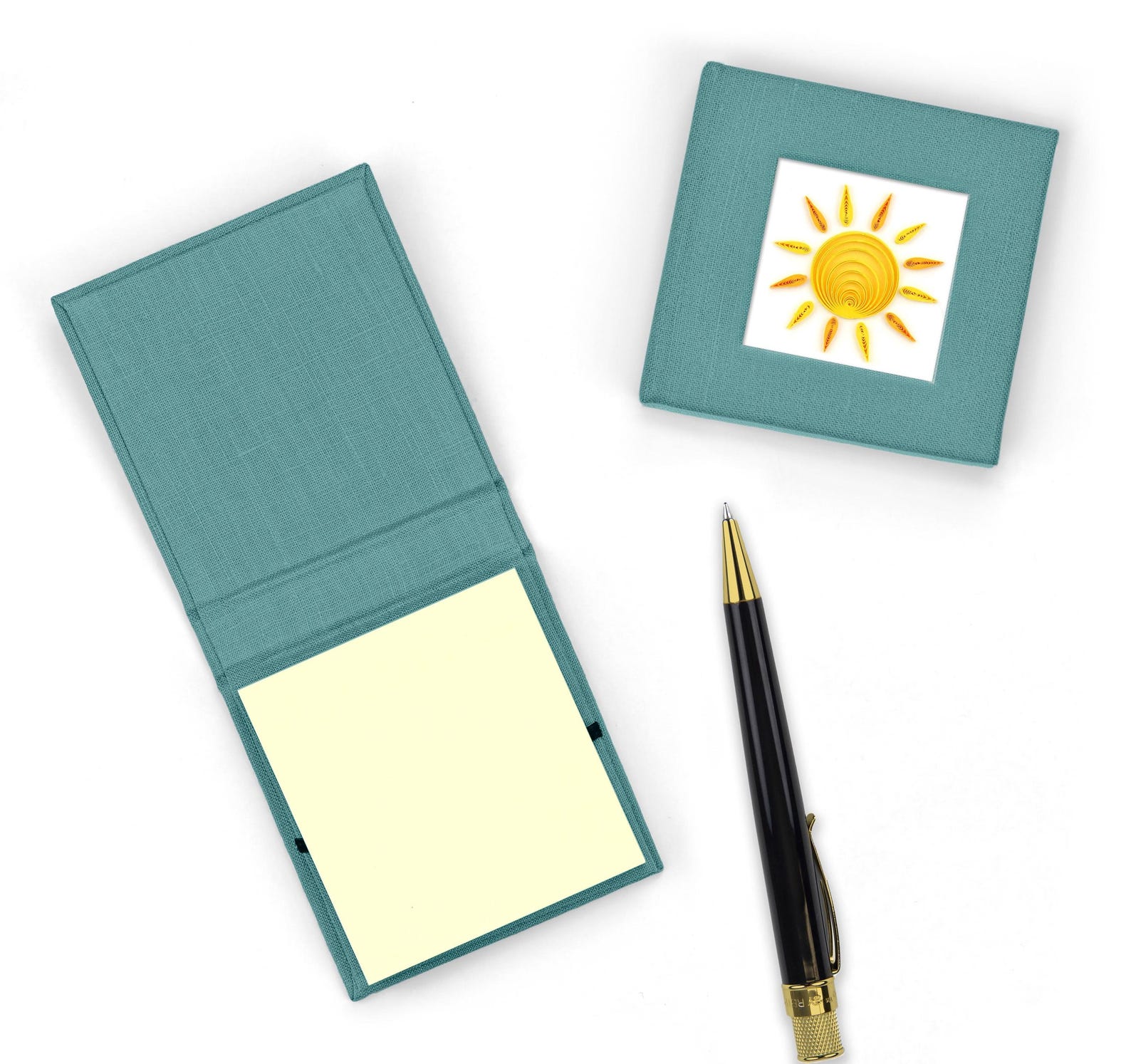 Quilled Sun Sticky Note Pad Cover – Handmade 3D Paper Art, Bright ...