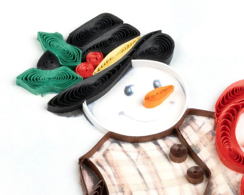 Quilled Snowman Family Greeting Card, Frameable Wall Art, Cute Holiday ...