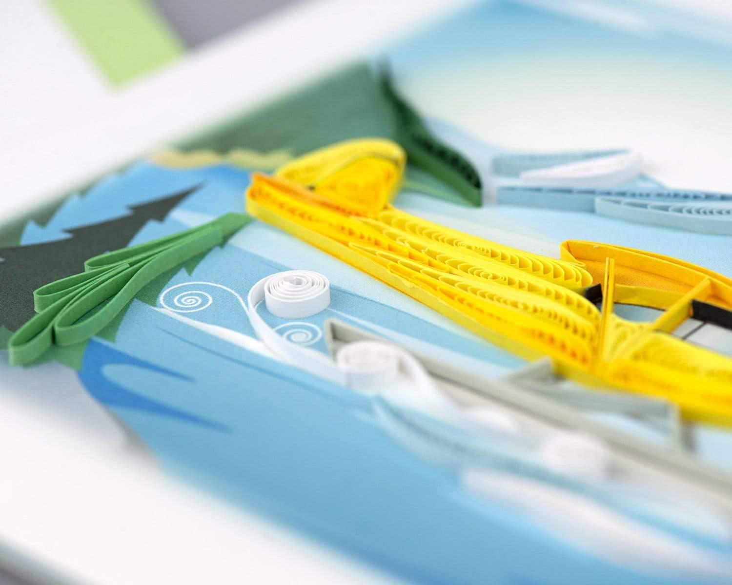 Quilled Float Plane Greeting Card – Handmade 3D Paper Art, Rustic ...