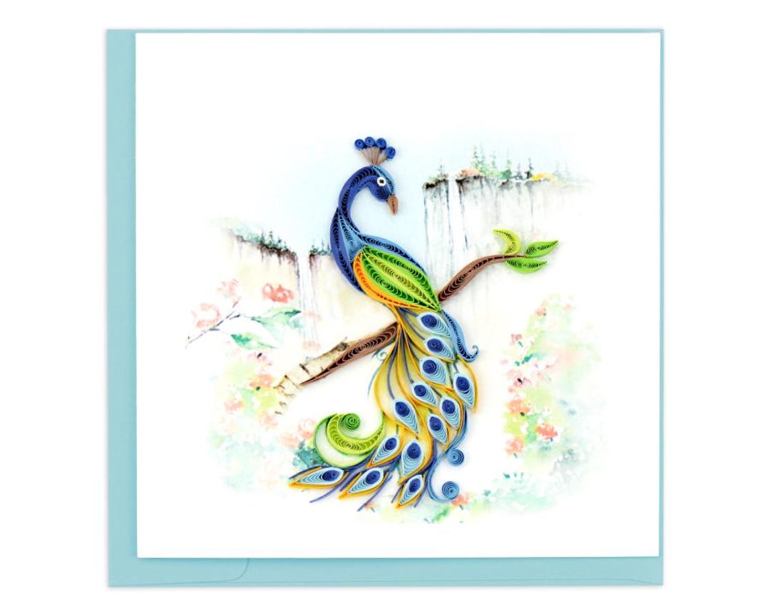 Quilled Posing Peacock Greeting Card – Handmade Vibrant Paper Art ...