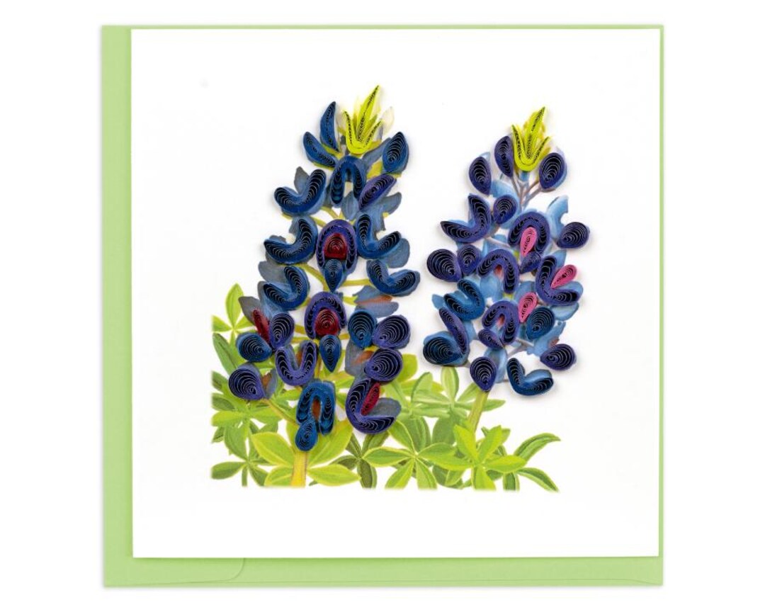 Quilled Bluebonnets Greeting Card – Handmade 3D Paper Art, Vibrant ...