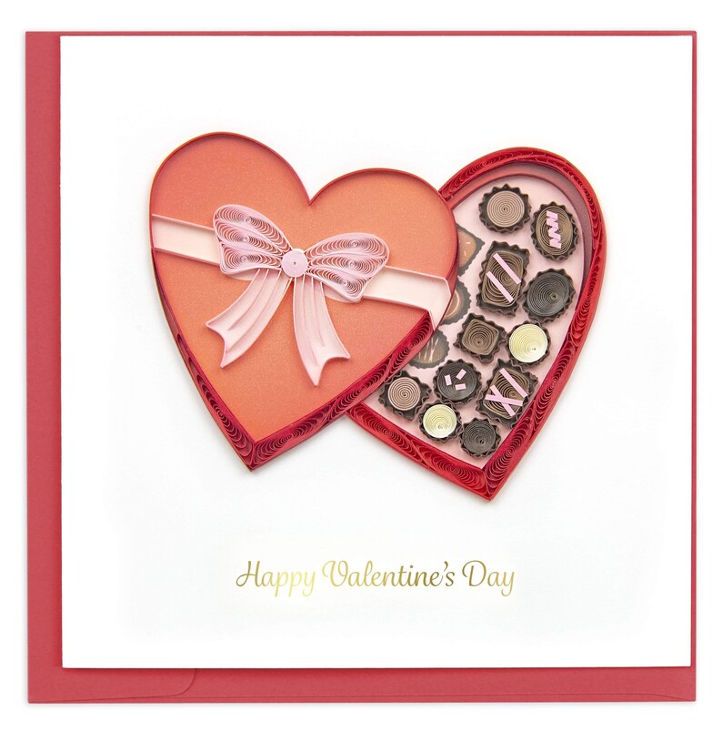 Quilled Box of Chocolates Valentine's Day Card - Etsy
