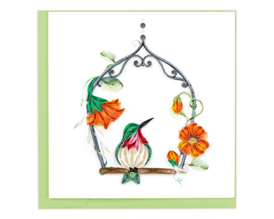 Quilled Hummingbird Swing Greeting Card – Handmade 3D Paper Art ...