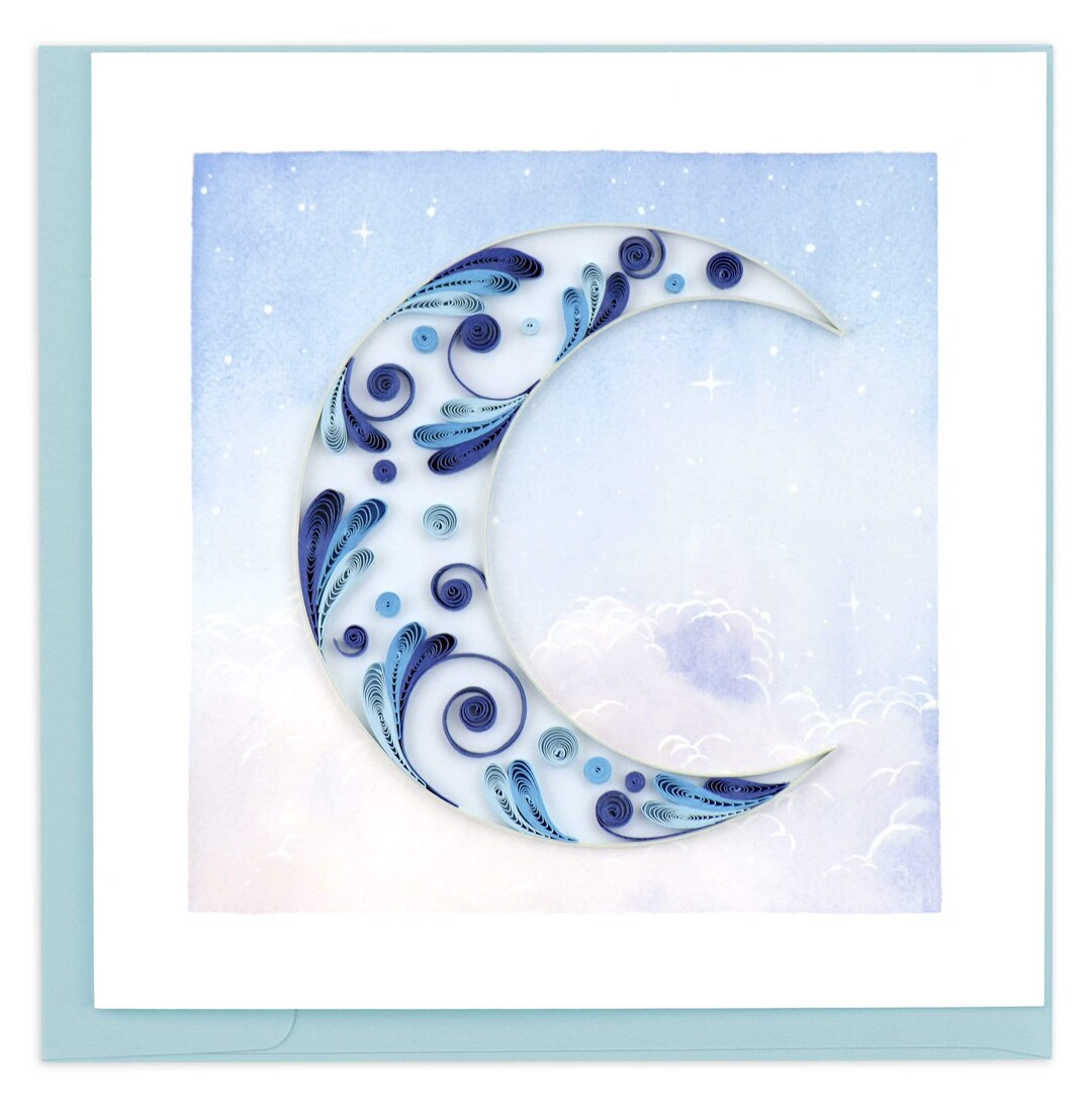 Quilled Crescent Moon Greeting Card - Etsy