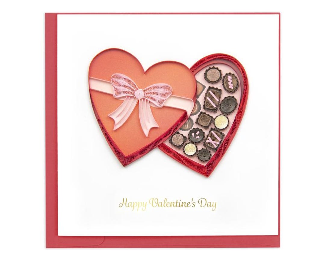 Quilled Box of Chocolates Valentine’s Day Card – Handmade 3D Paper Art ...