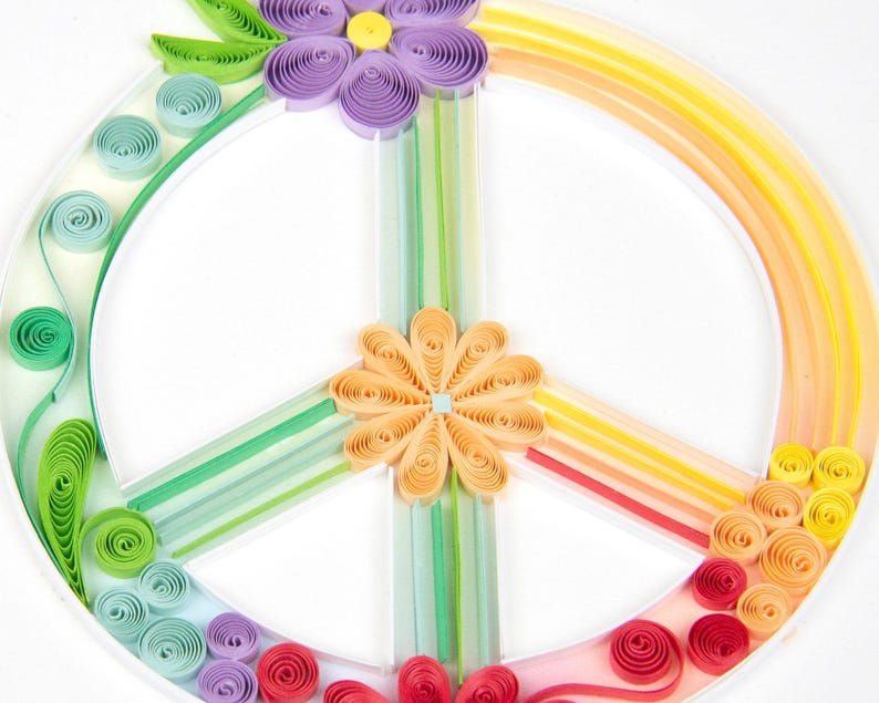 Quilled Peace Sign Greeting Card – Handmade 3D Paper Art, Retro Symbol ...