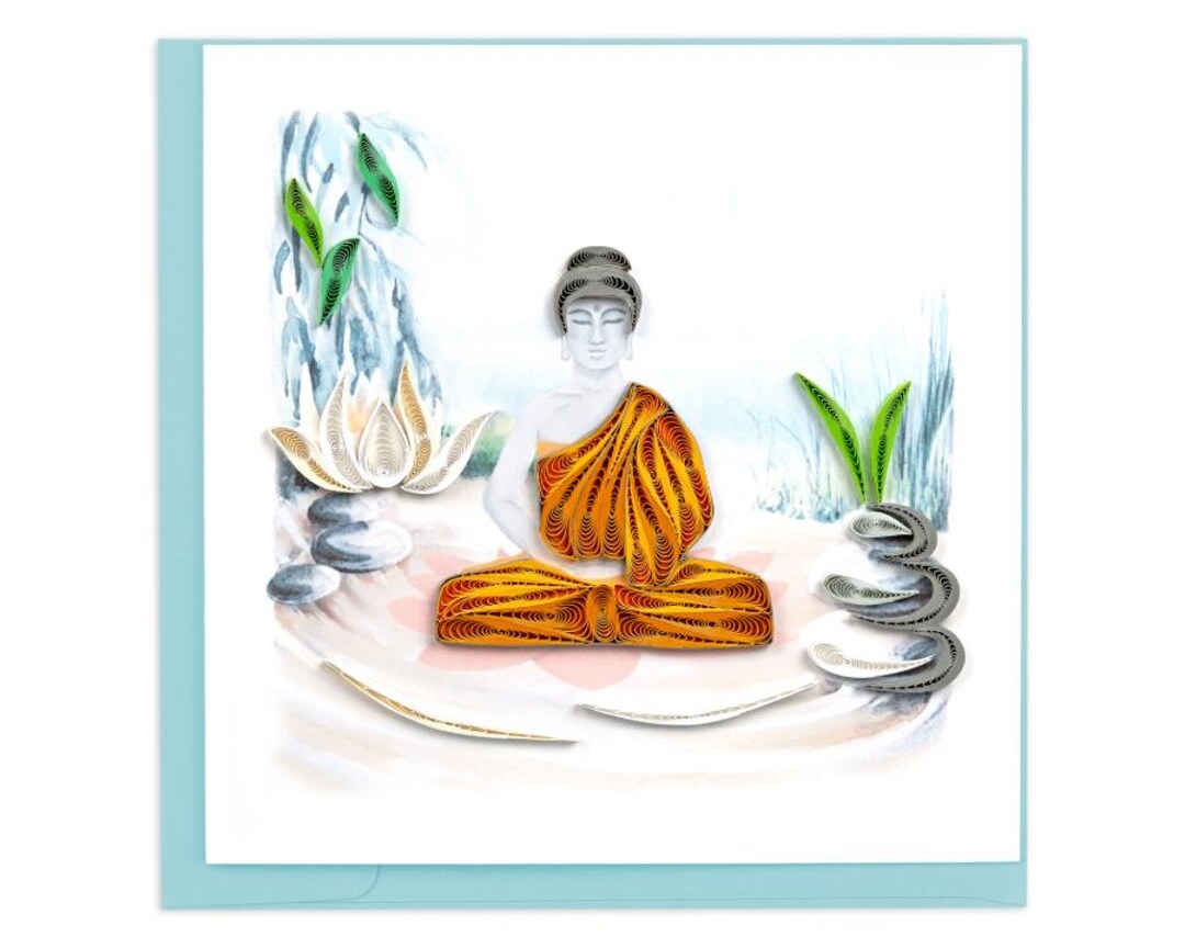 Quilled Buddha Greeting Card – Handmade 3D Paper Art, Serene Spiritual ...