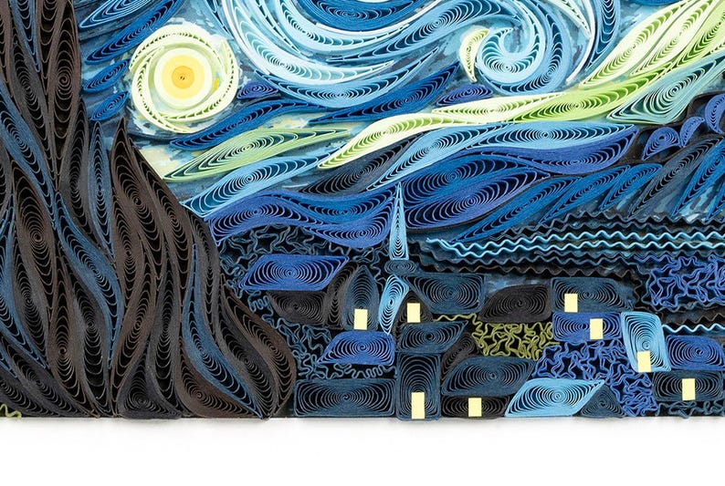 Starry Night Quilled Greeting Card - Van Gogh-inspired Handmade Art ...