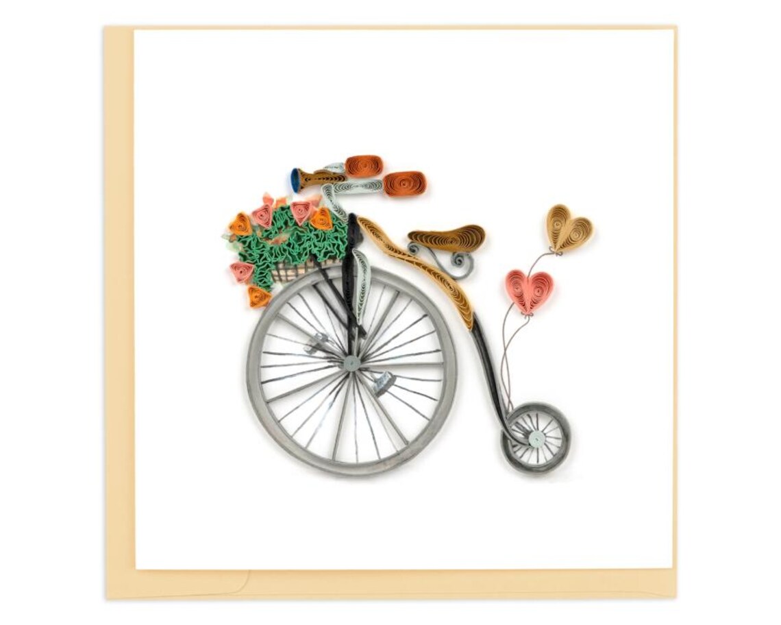 Quilled Antique High-wheel Bicycle Greeting Card – Handmade 3D Paper ...