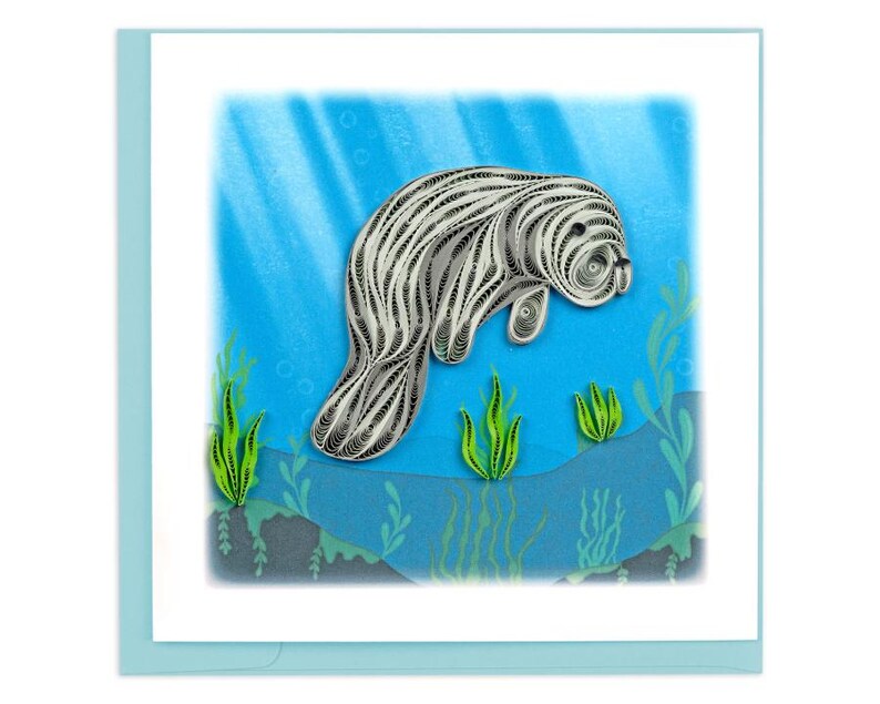 Quilled Manatee Greeting Card – Handmade Gentle Marine Paper Art ...