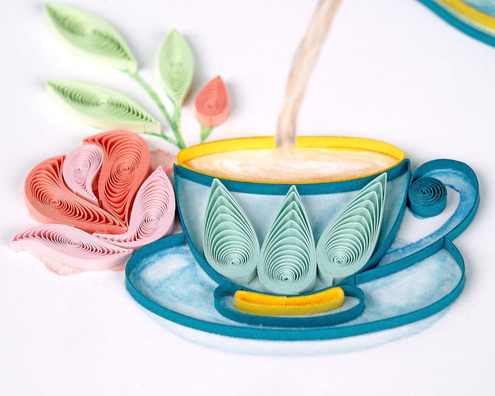 Quilled Afternoon Tea Greeting Card – Handmade Elegant Paper Art ...