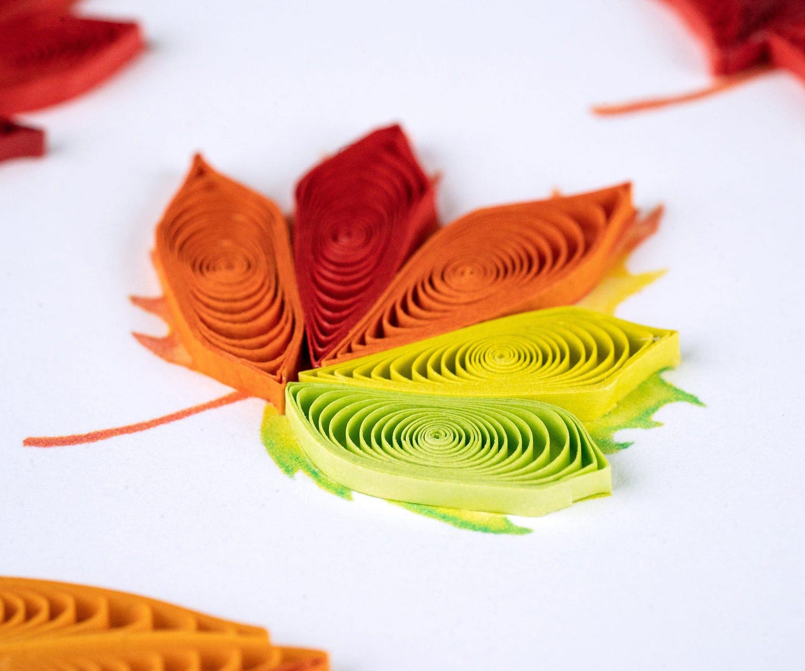 Quilled Fall Foliage Leaves Greeting Card – Handmade 3D Paper Art, Warm ...