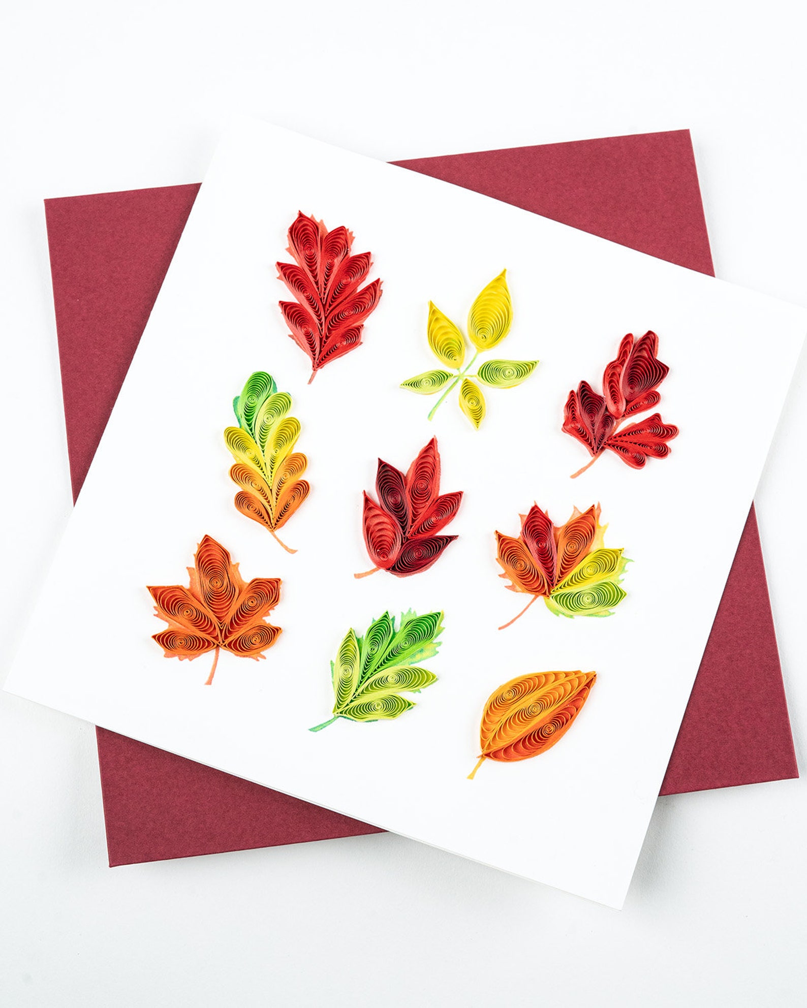 Quilled Fall Foliage Leaves Greeting Card - Etsy
