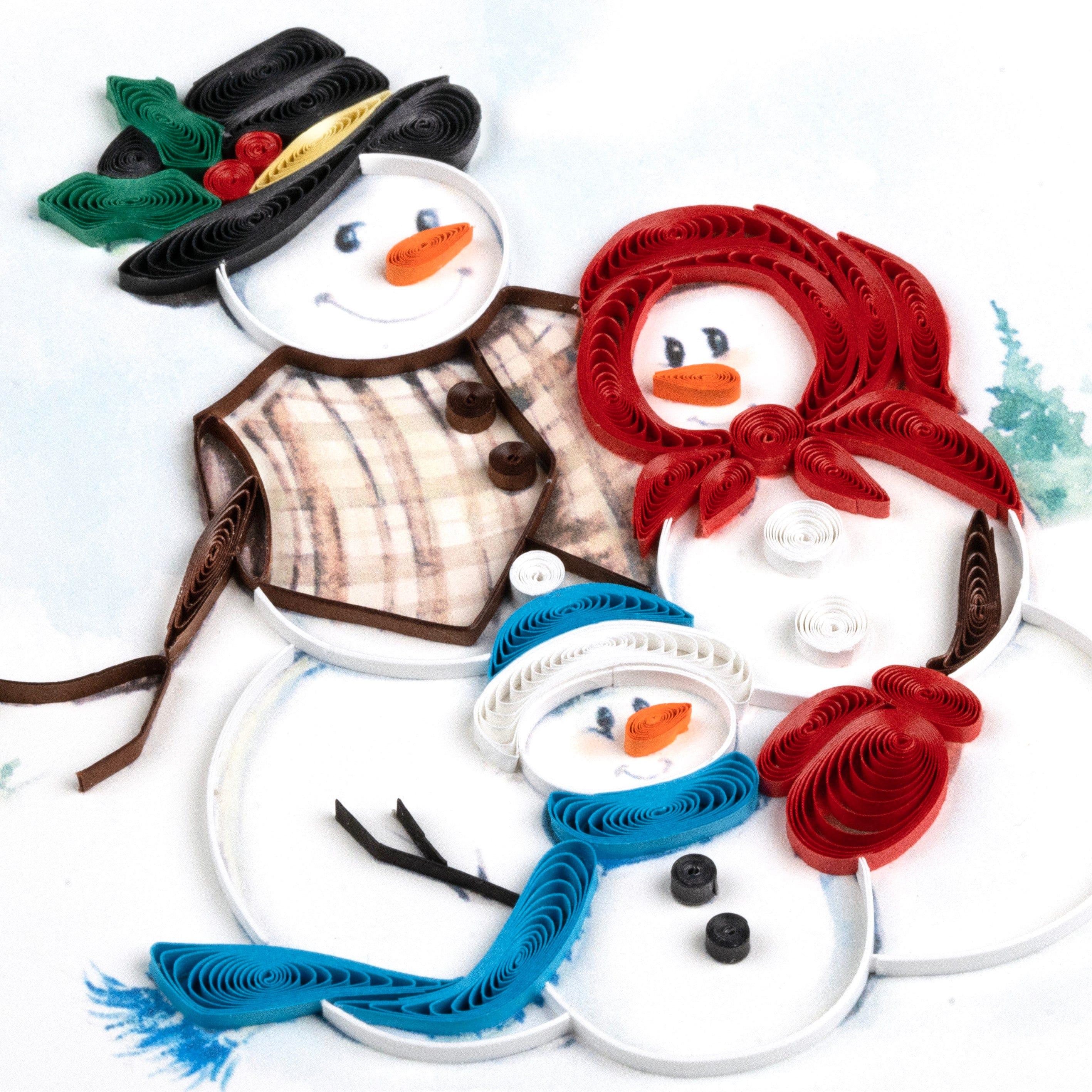 Quilled Snowman Family Greeting Card, Frameable Wall Art, Cute Holiday ...