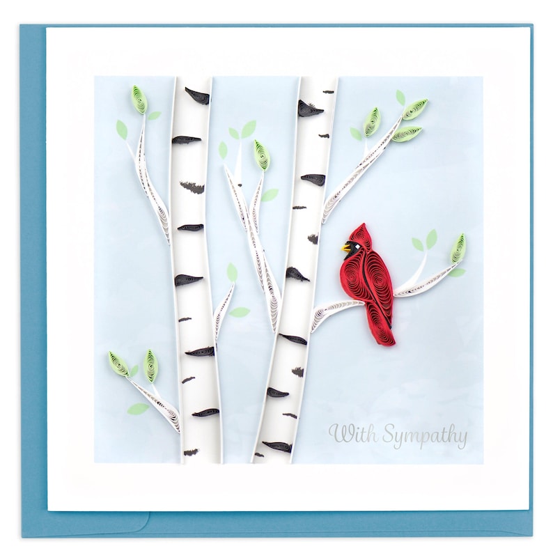 Quilled Cardinal Sympathy Card – Handmade Condolence Card, Delicate 3D ...