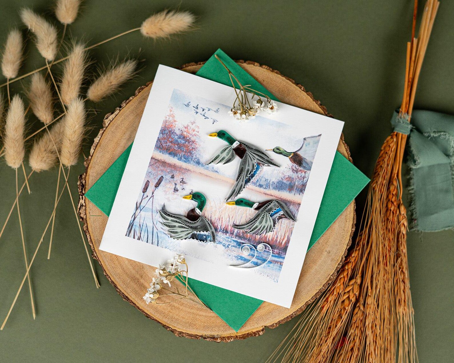 Quilled Duck Migration Greeting Card – Handmade Nature Paper Art ...