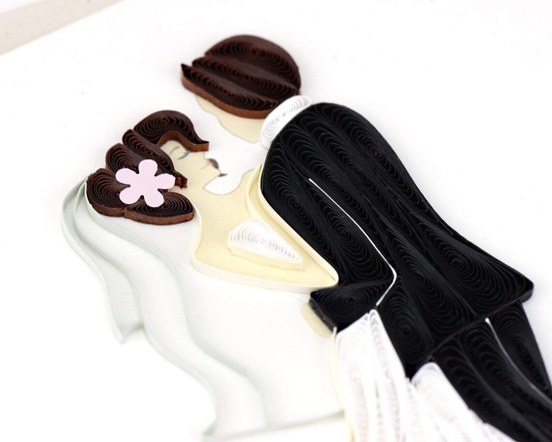 Quilled Dancing Bride & Groom Wedding Card, First Dance Wedding Gift ...