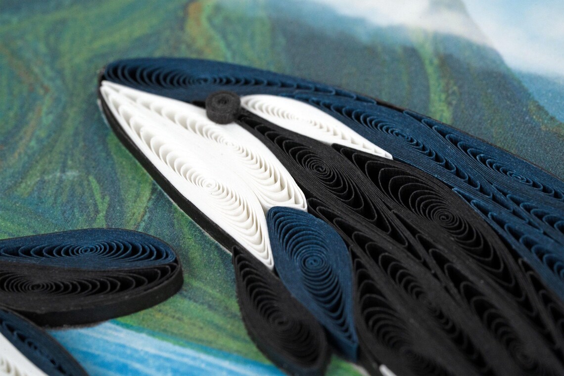Quilled Orca Whales Greeting Card – Handmade 3D Paper Art, Majestic ...