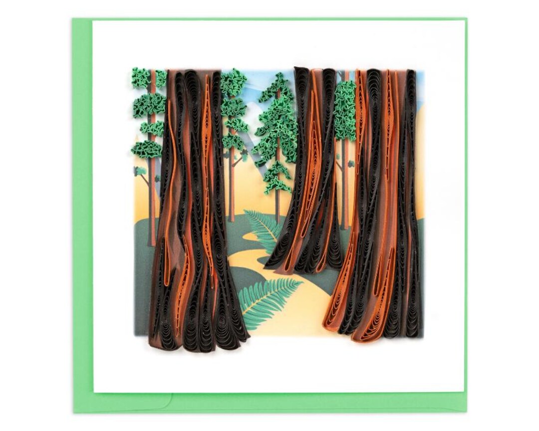 Quilled Redwood Trees Greeting Card – Handmade Forest Paper Art ...