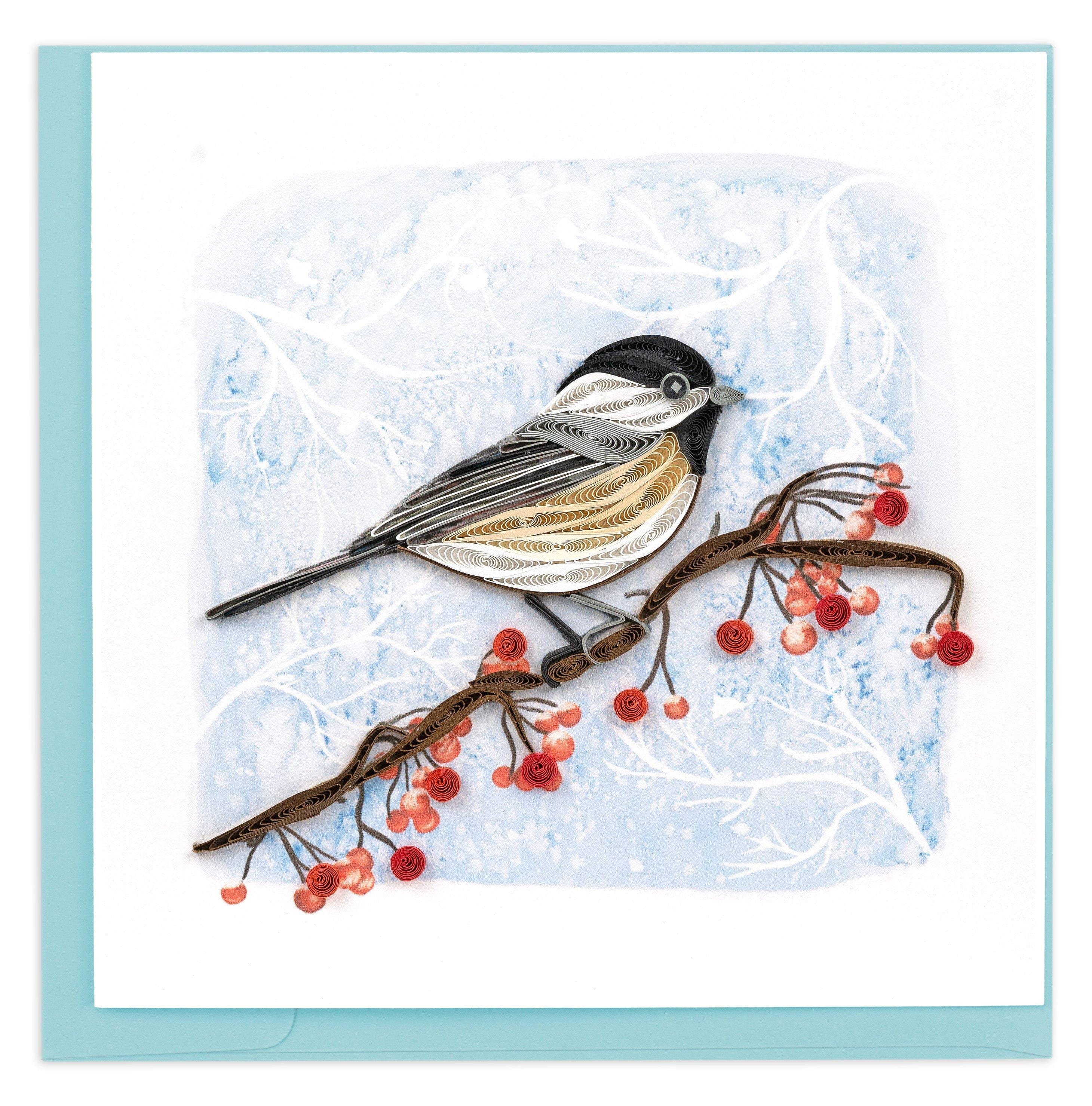 Quilled Winter Chickadee Greeting Card – Handmade Detailed Paper Art ...