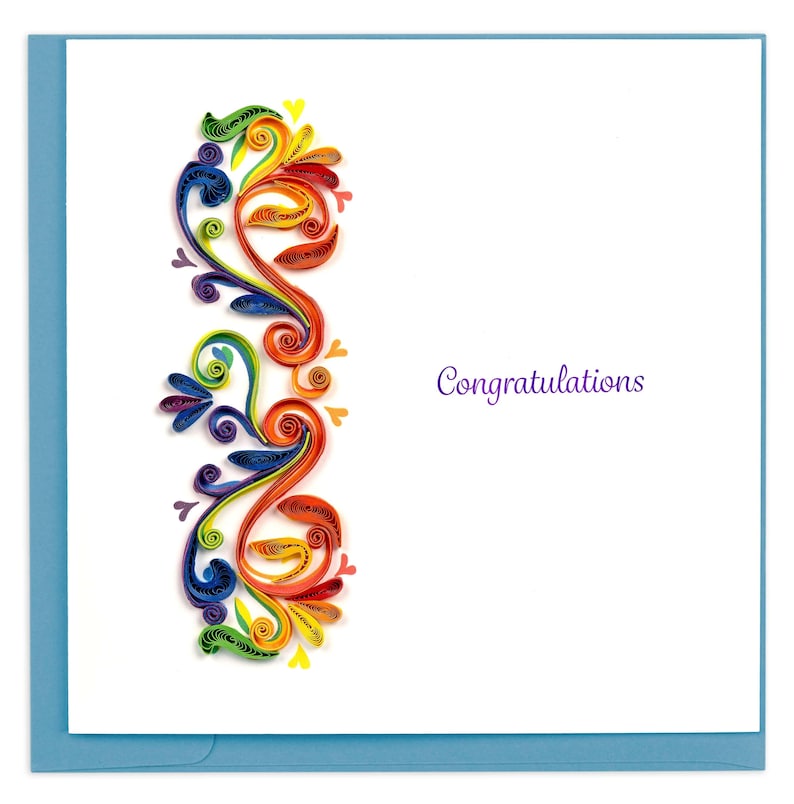 Quilled Rainbow Swirl Congratulations Card – Handmade Vibrant Paper Art ...