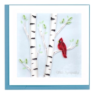 Quilled Cardinal Sympathy Card – Handmade Condolence Card, Delicate 3D ...
