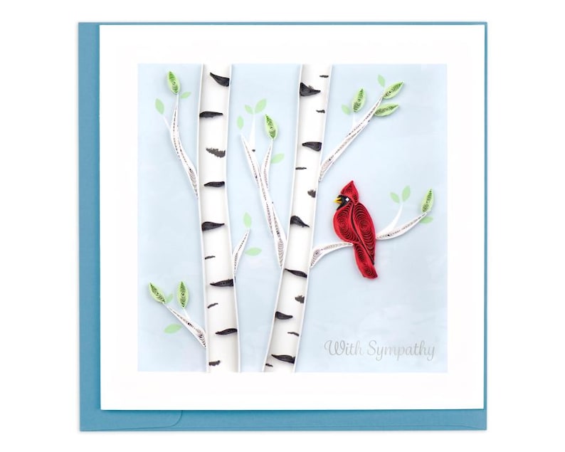 Quilled Cardinal Sympathy Card – Handmade Condolence Card, Delicate 3D ...