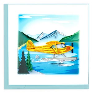 Quilled Float Plane Greeting Card – Handmade 3D Paper Art, Rustic ...