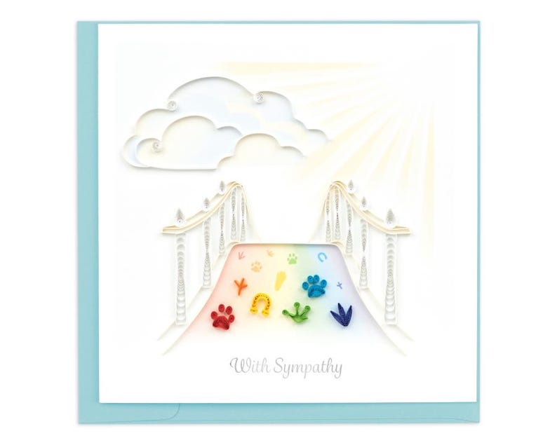 Quilled Rainbow Bridge Pet Sympathy Card – Handmade Tender Paper Art ...