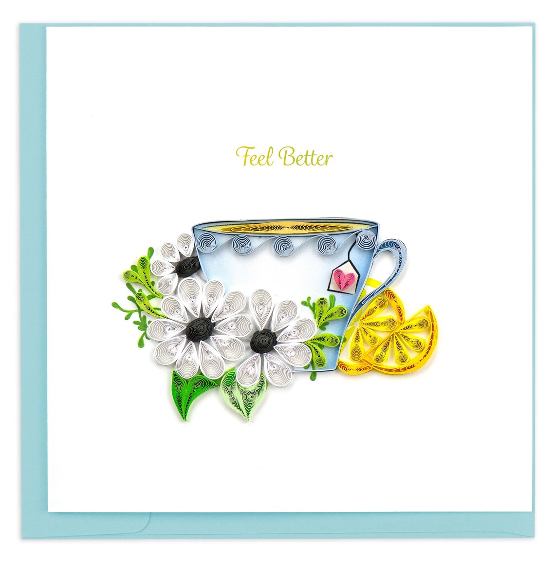 Quilled Feel Better Greeting Card, Get Well Gift, Tea Gift Box for ...