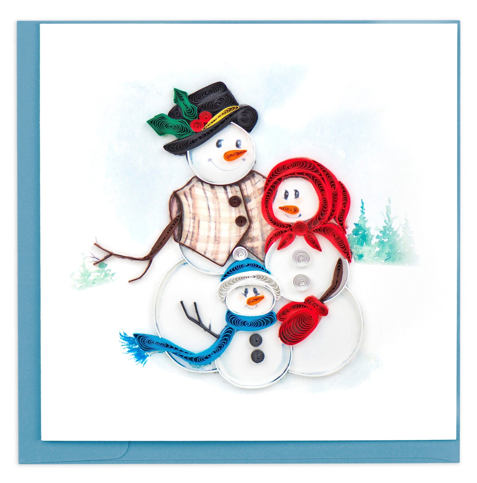 Quilled Snowman Family Greeting Card, Frameable Wall Art, Cute Holiday ...