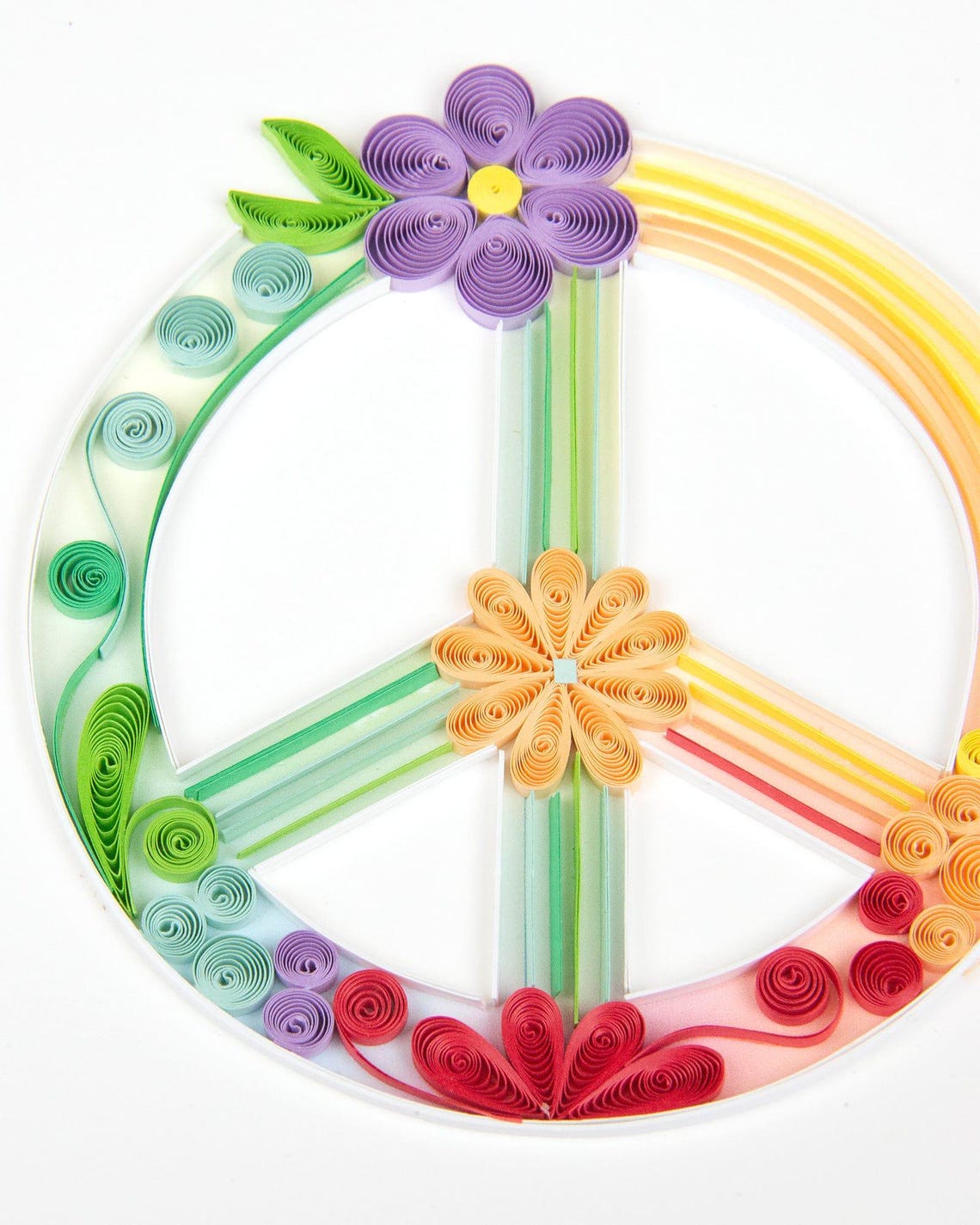 Quilled Peace Sign Greeting Card – Handmade 3D Paper Art, Retro Symbol ...