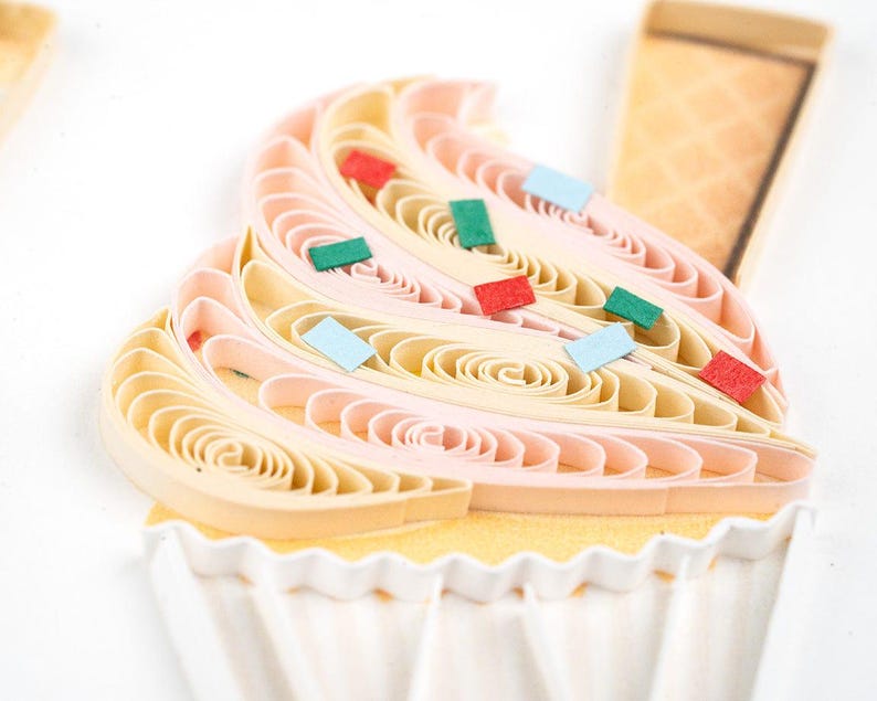 Quilled Birthday Cupcake Trio Greeting Card – Handmade Paper Art ...