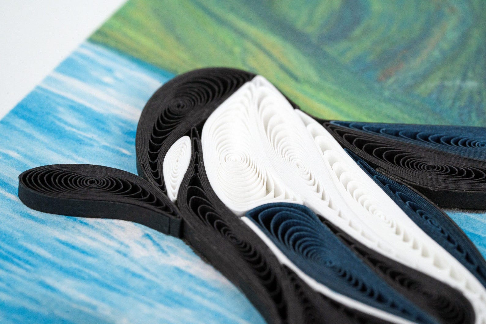 Quilled Orca Whales Greeting Card – Handmade 3D Paper Art, Majestic ...