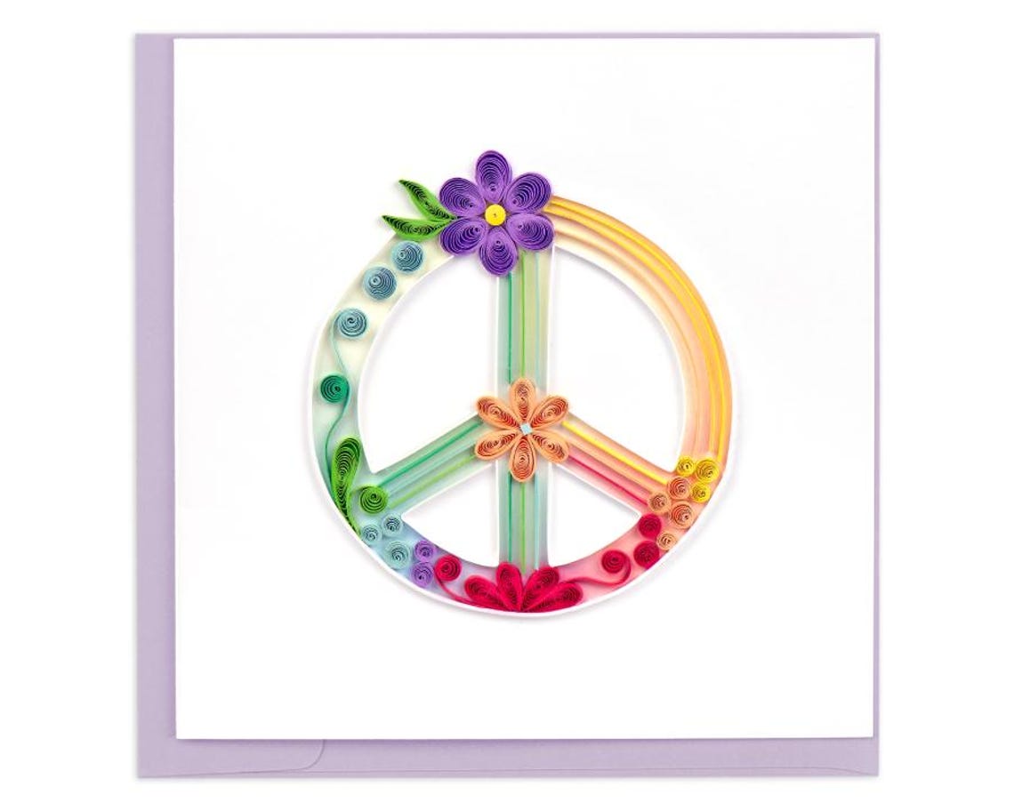 Quilled Peace Sign Greeting Card – Handmade 3D Paper Art, Retro Symbol ...