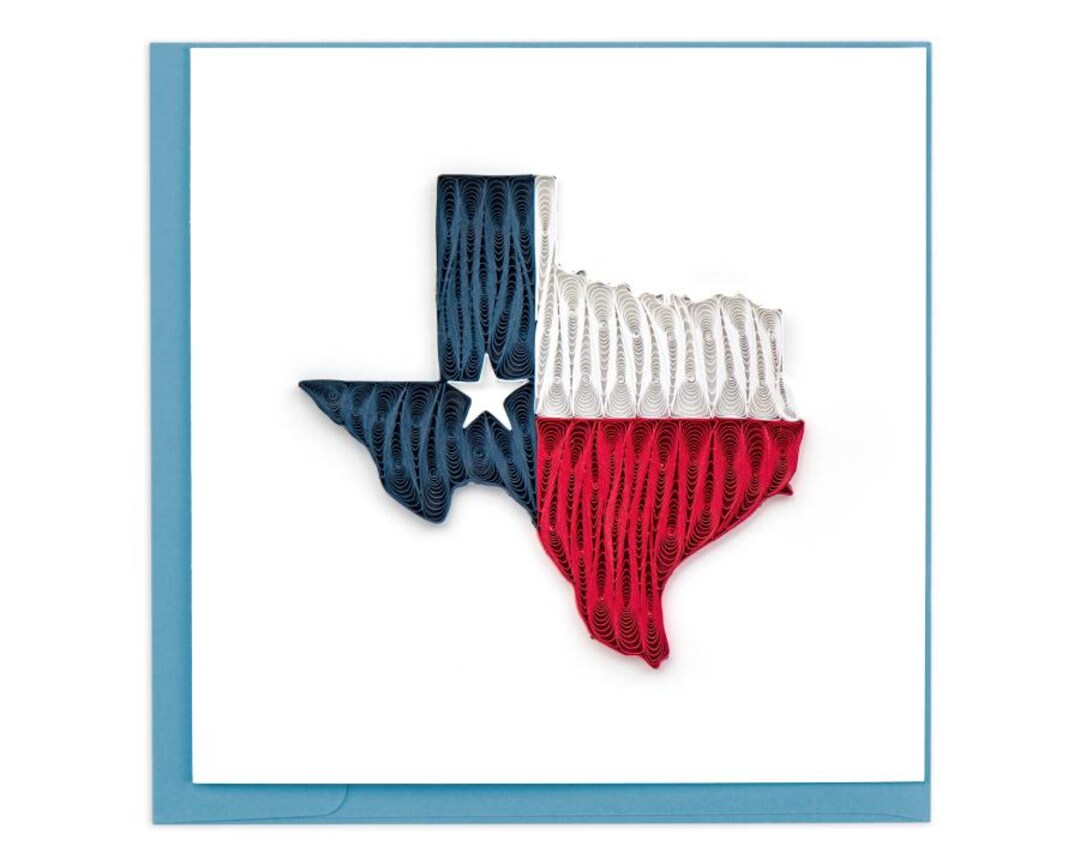 Quilled Texas State Flag Greeting Card – Handmade 3D Paper Art, Bold ...