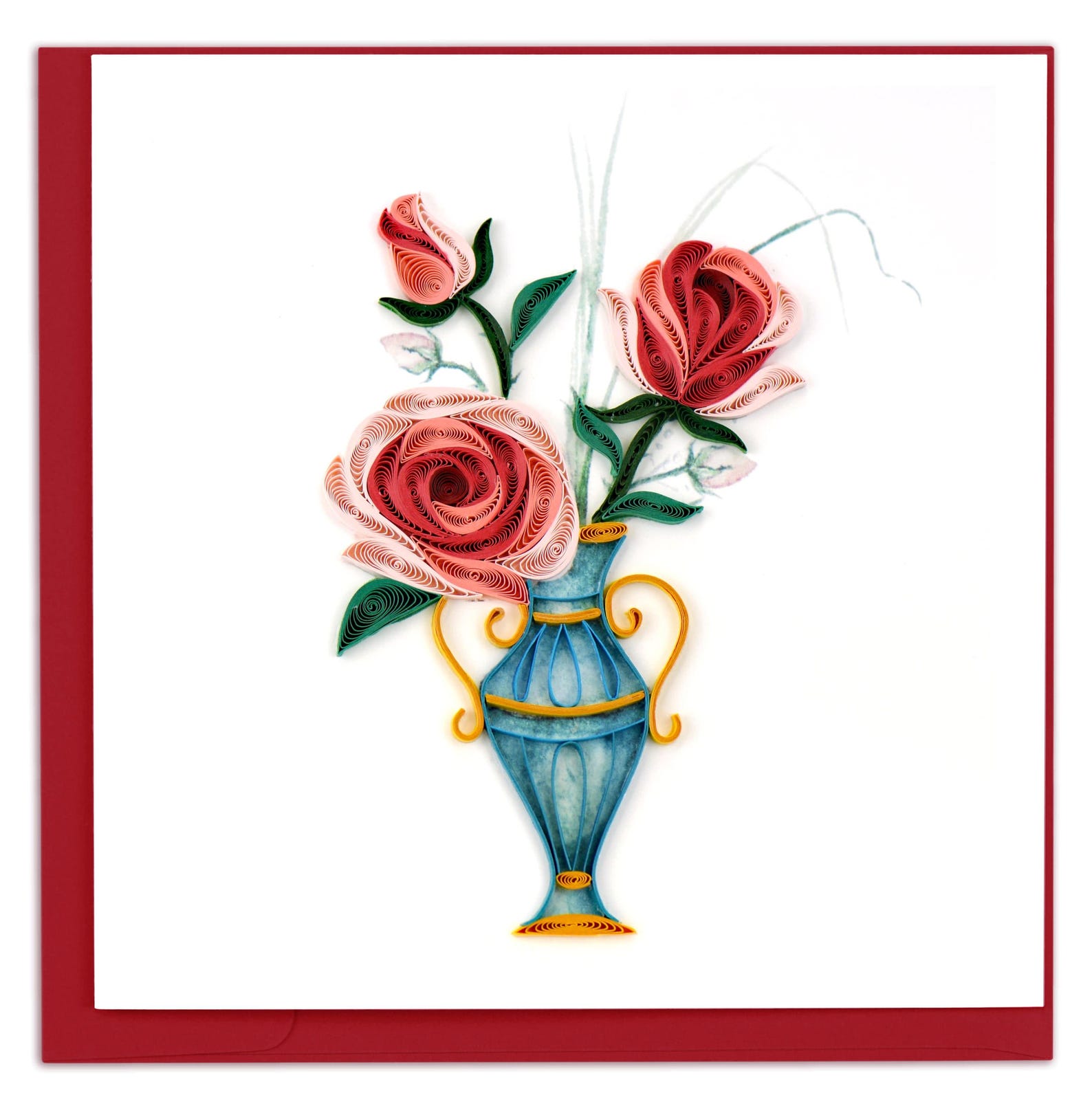 Quilled Victorian Rose Bouquet Greeting Card – Handmade Vintage Floral ...