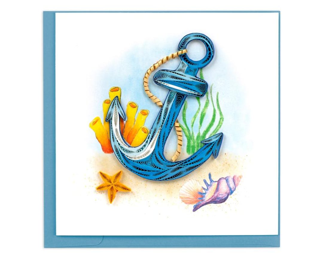Quilled Anchor Greeting Card – Handmade 3D Paper Art, Nautical Maritime ...