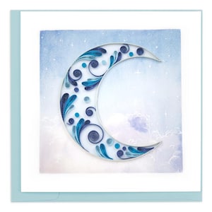Quilled Crescent Moon Greeting Card – Handmade 3D Paper Art, Elegant ...