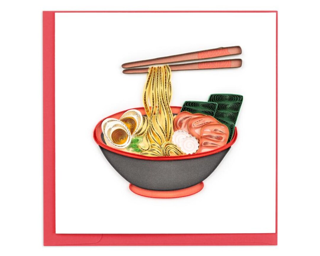 Quilled Ramen Bowl Greeting Card – Handmade 3D Paper Art, Cute Foodie ...