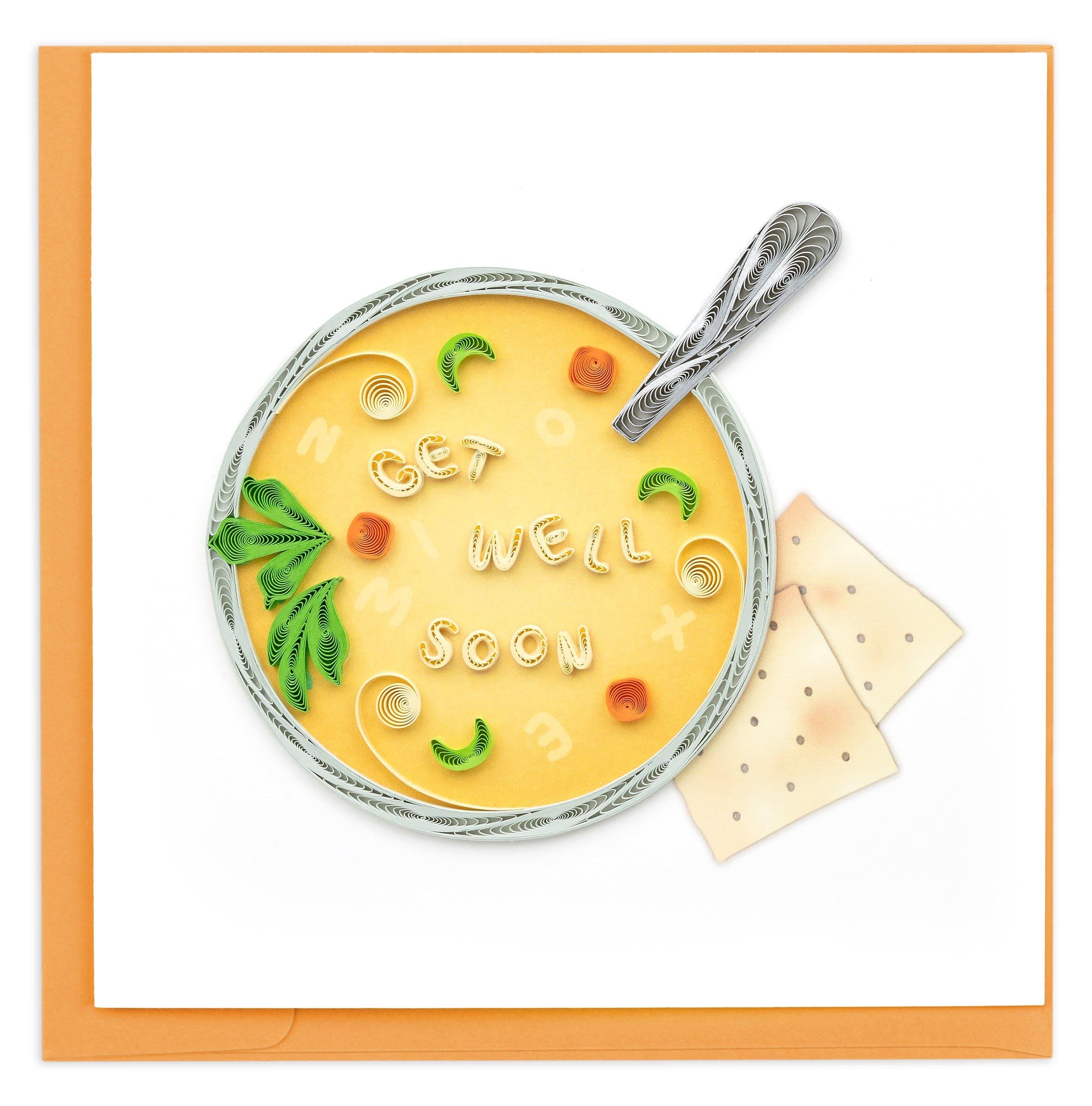 Quilled Get Well Soup Greeting Card – Handmade 3D Paper Art, Cozy ...