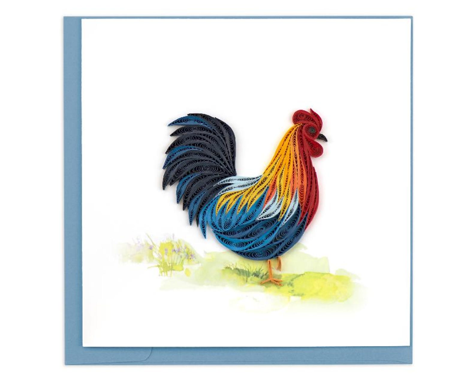Quilled Colorful Rooster Greeting Card – Handmade Vibrant Paper Art ...
