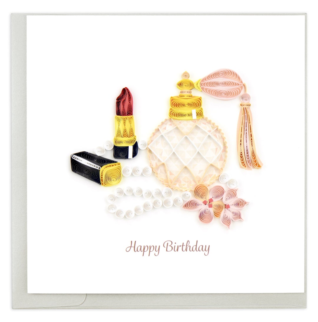 Quilled Birthday Glam Greeting Card Makeup Design Art for - Etsy