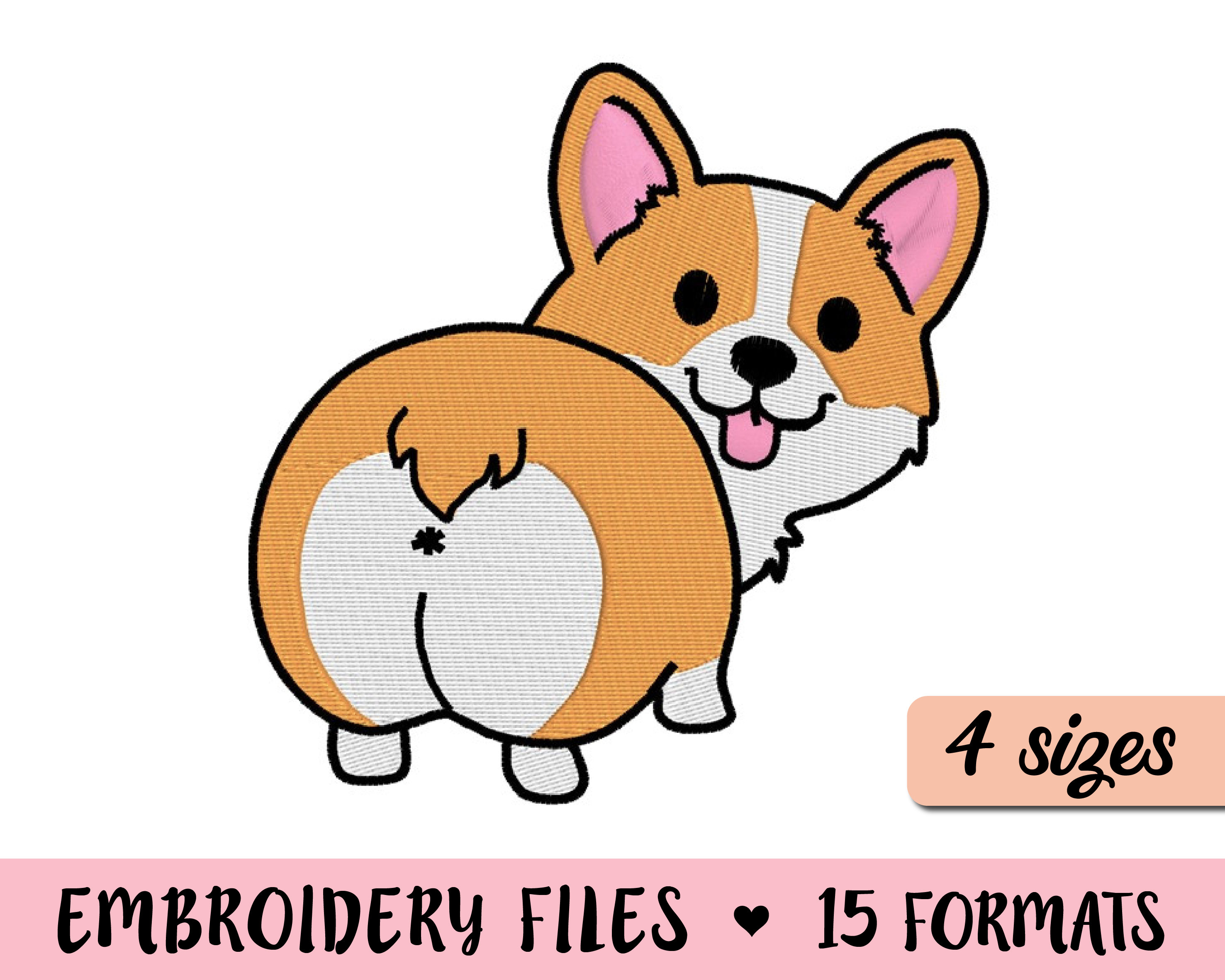 Corgi Butt Embroidery File 4 Sizes Funny Corgi Dog - Etsy UK