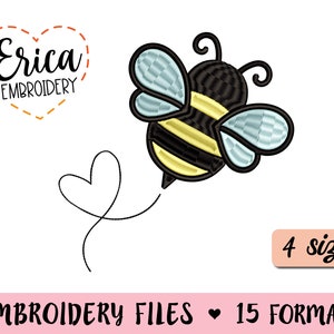 Bee Embroidery File 4 Sizes Bumble Bee Embroidery Machine - Etsy