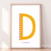 Yellow Letter D, Alphabet Print, Personalized Letter Print, the Letter ...