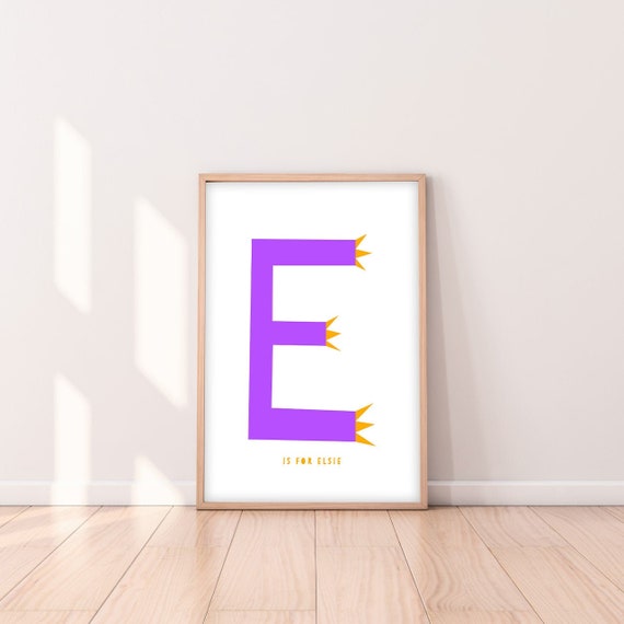 Purple Letter E Alphabet Print Personalized Letter Print | Etsy