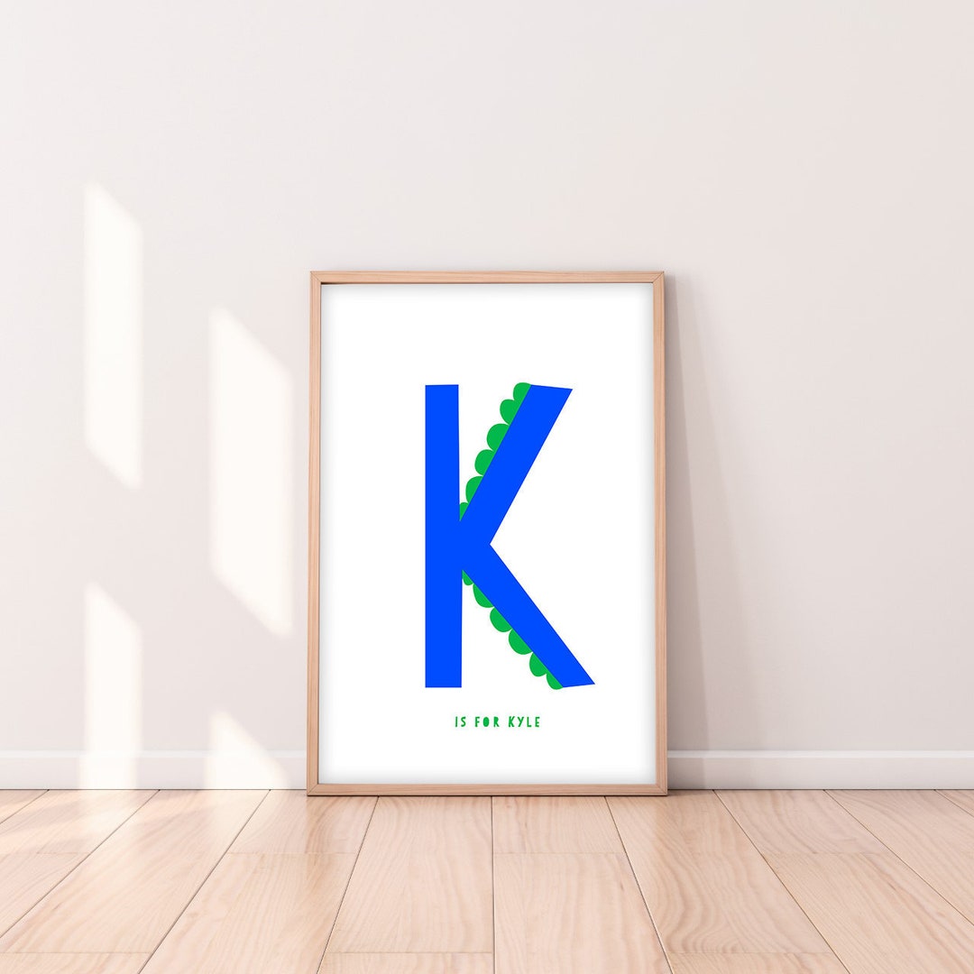Blue Letter K, Alphabet Print, Personalized Letter Print, the Letter K ...