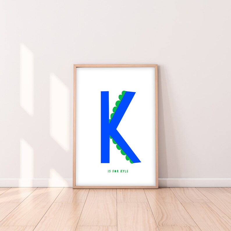 Blue Letter K Alphabet Print Personalized Letter Print the | Etsy