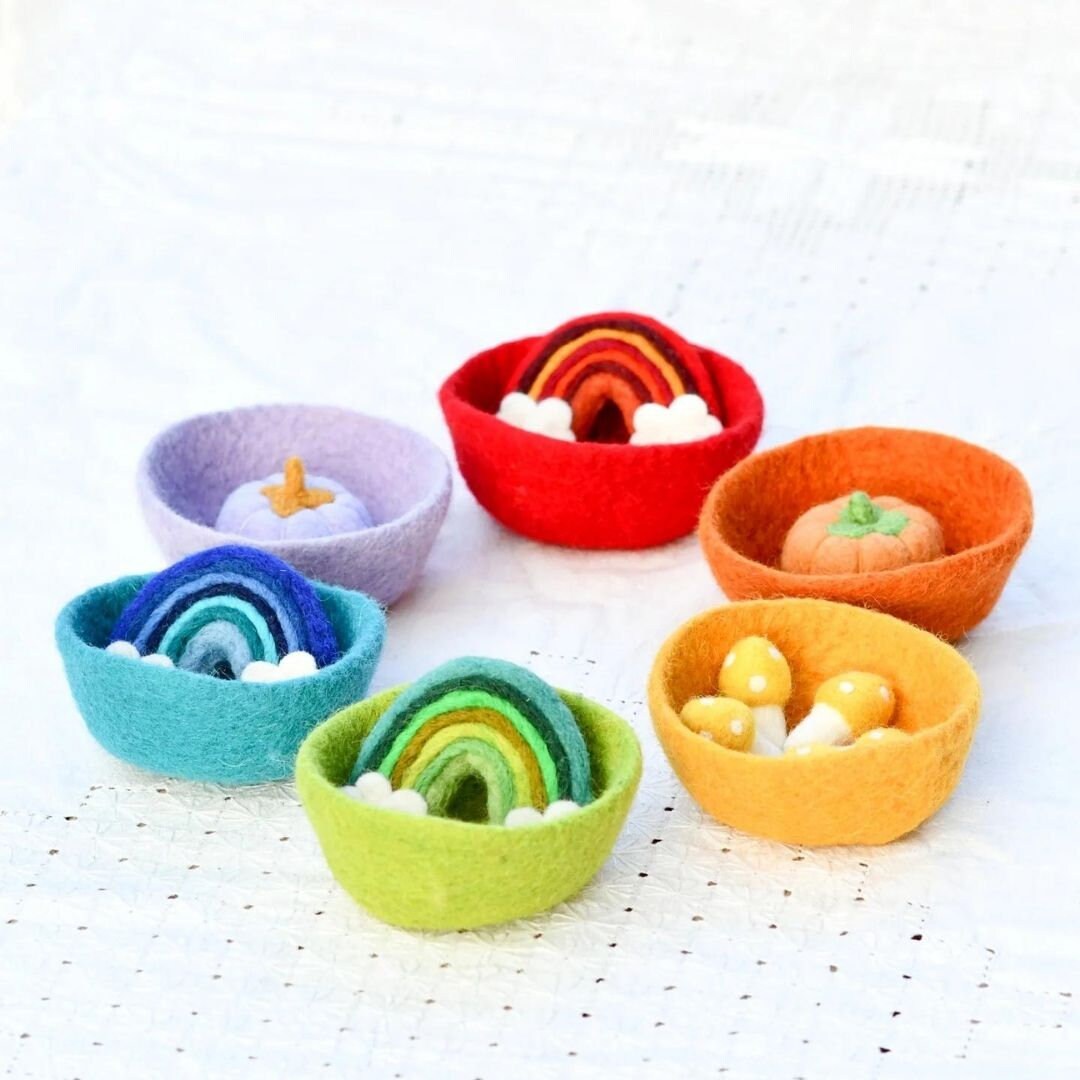 Felt Small Rainbow Baskets, Felt Storage Baskets, Set of 6 Felt Baskets ...